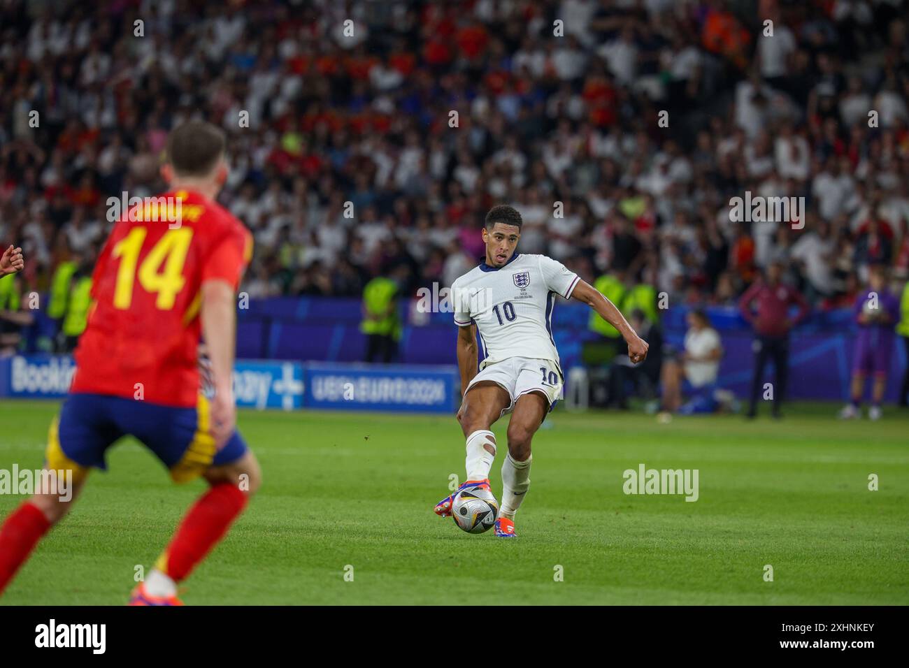 Berlin, Germany, 14, July, 2024. Jude Bellingham passes the ball during ...