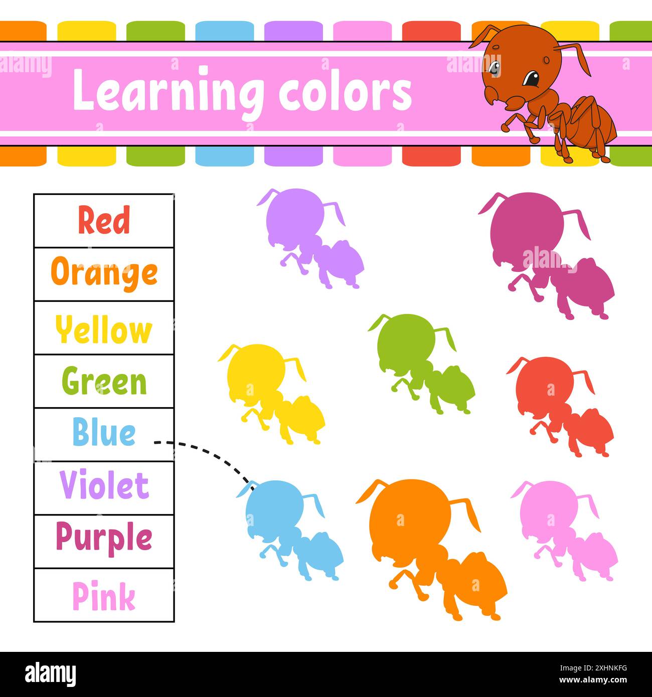 Learning colors. Education developing worksheet. Activity page with ...