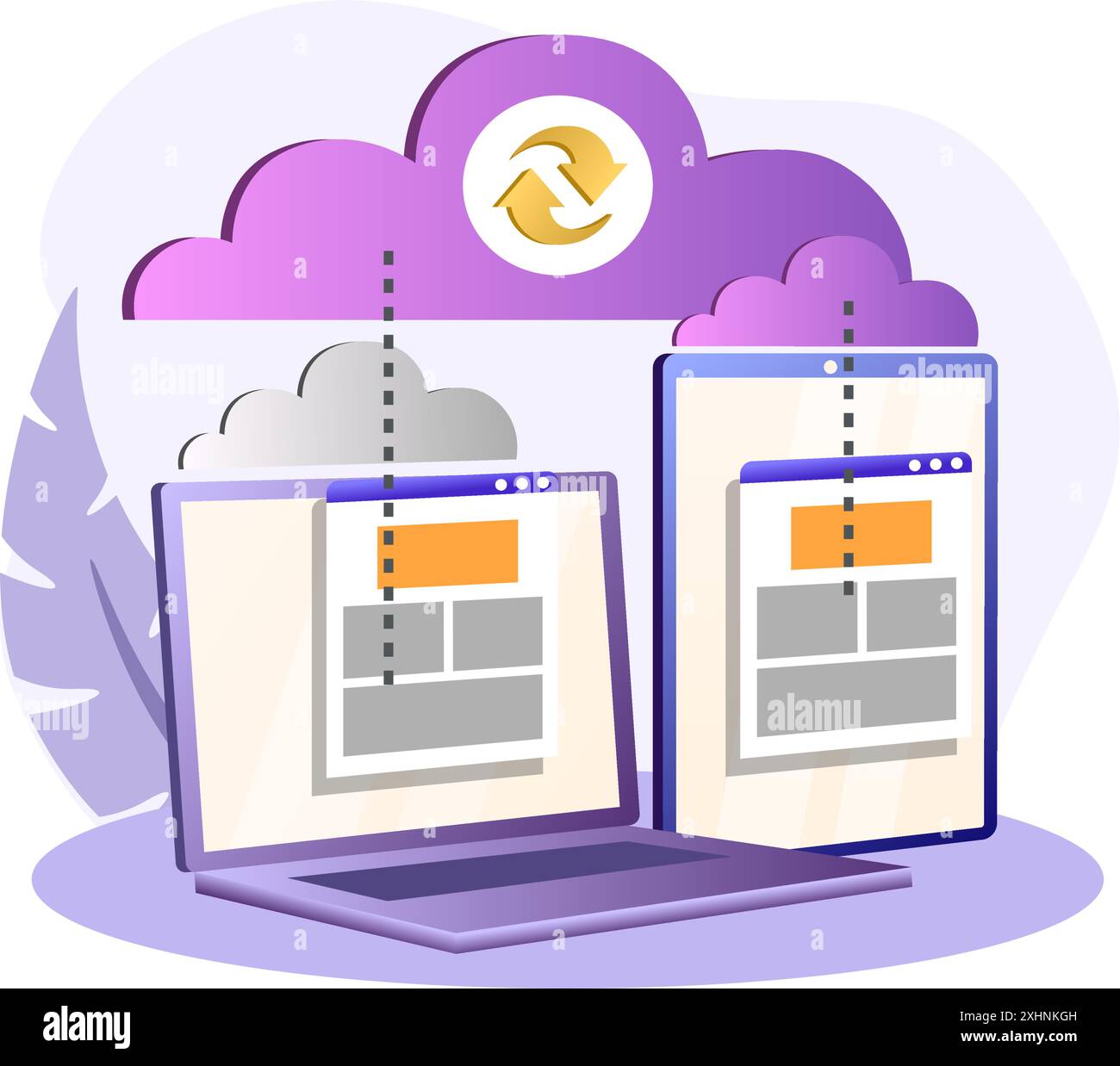 Cloud computing synchronizing data between laptop and tablet Stock Vector Image & Art - Alamy