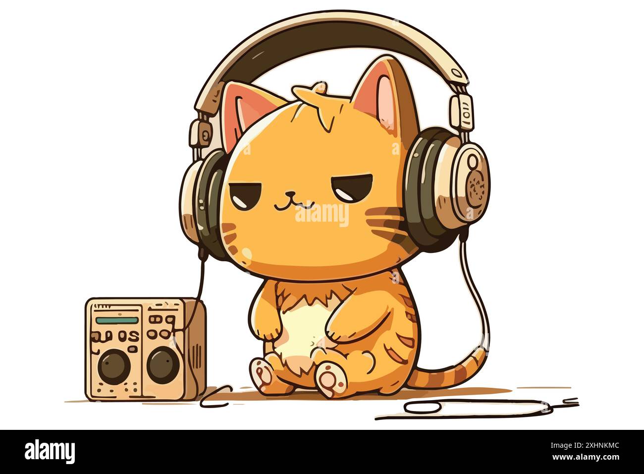Cat wearing headphones vector illustration Stock Vector Image & Art - Alamy