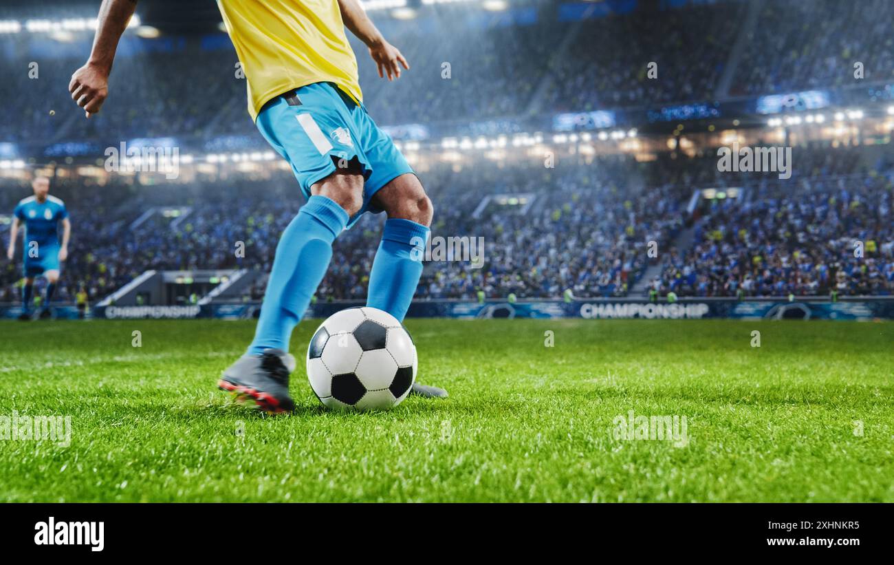 Aesthetic Shot Of Athletic Hispanic Footballer Shooting A Penalty Kick ...