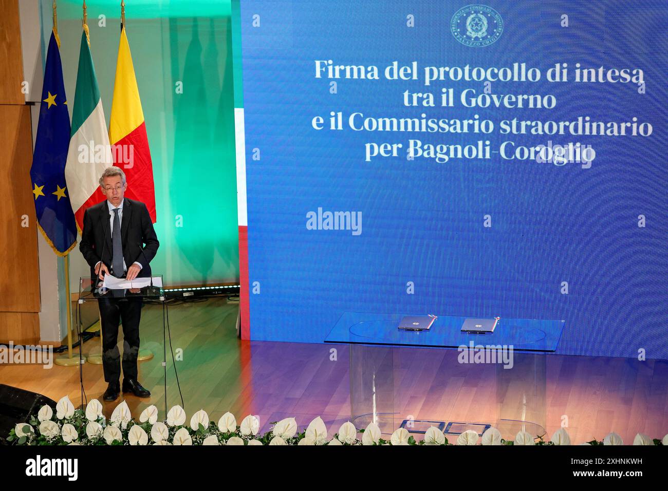 Naples, Italy, 15 July 2024. The mayor of Naples, Gaetano Manfredi ...