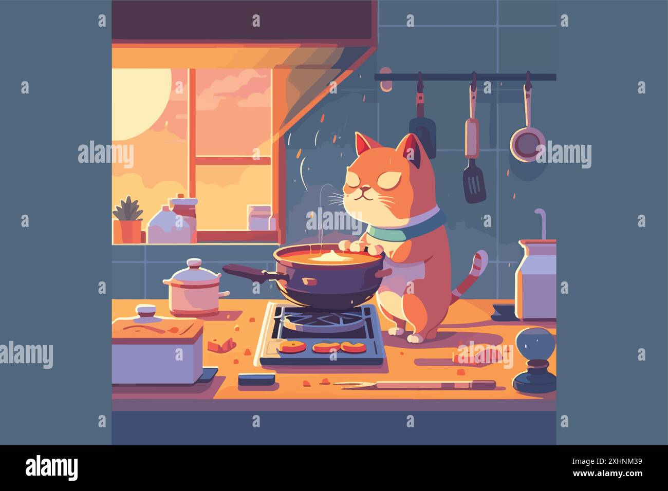 Cat Cooking vector illustration Stock Vector Image & Art - Alamy