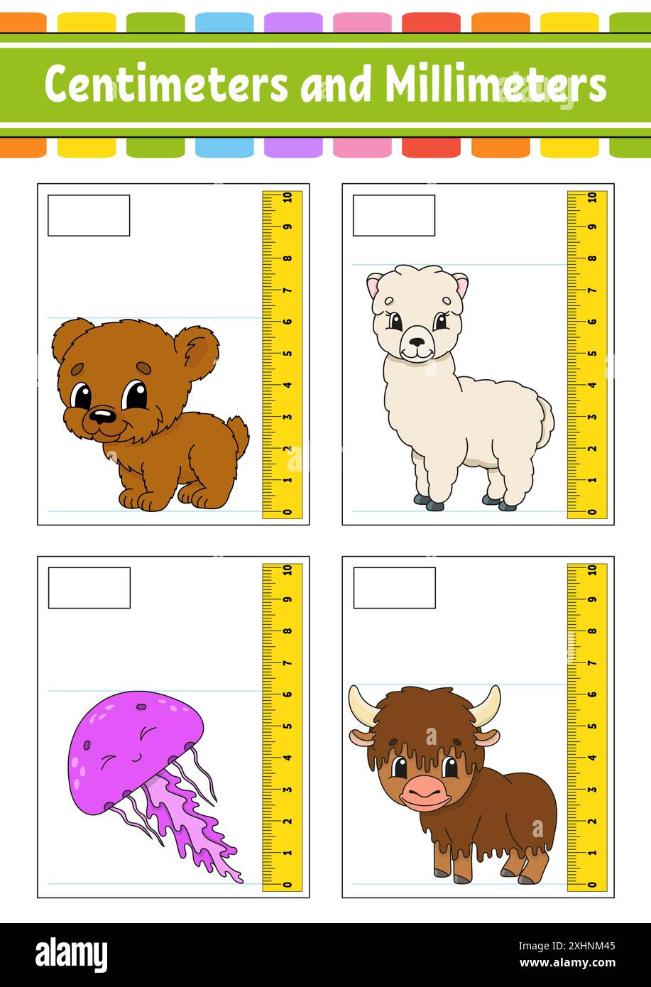 Measuring length in centimeter and millimeter. Education developing ...