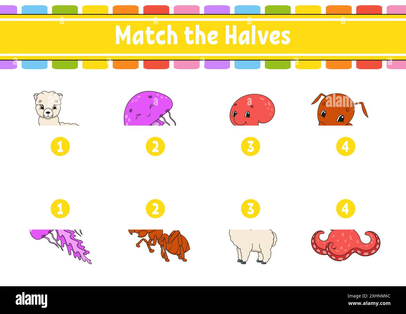 Match the halves. Education developing worksheet. Matching game for ...