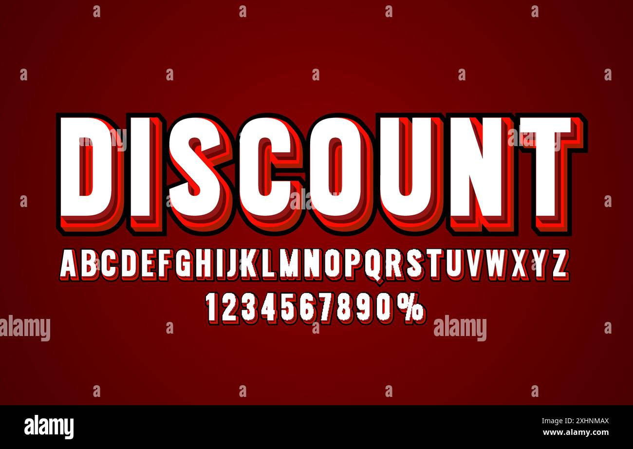 Discount font set collection, letters and numbers symbol. Vector Stock ...