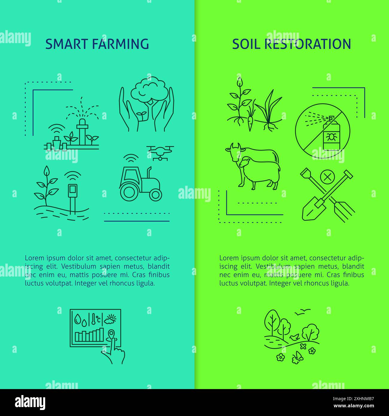Smart eco farming banner template with place for text. Soil restoration ...
