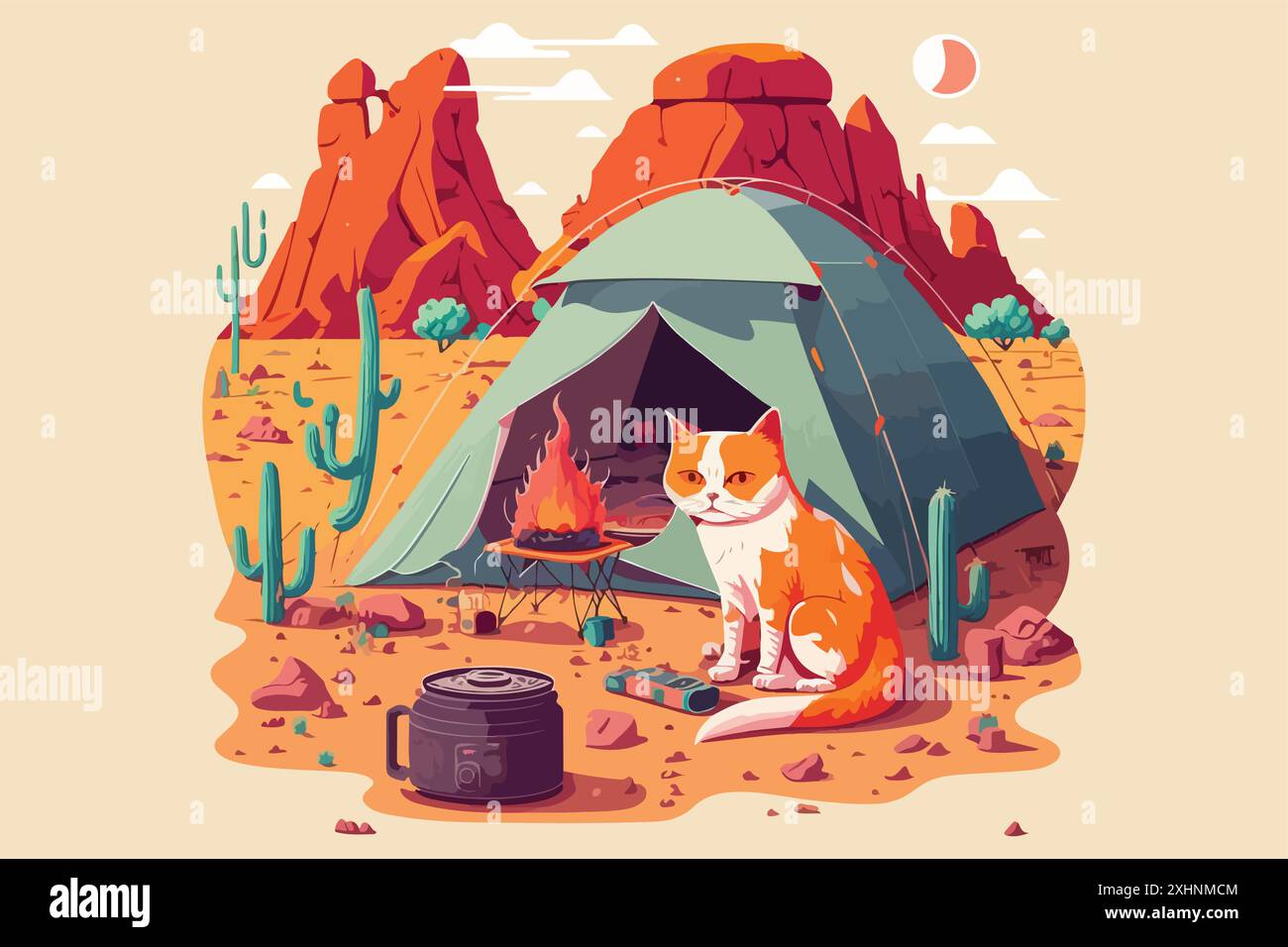 Cat camping cartoon hi-res stock photography and images - Alamy