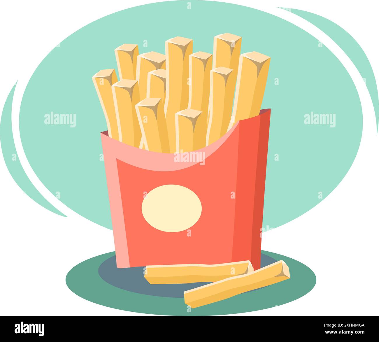 French fries overflowing from cardboard container, fast food concept ...