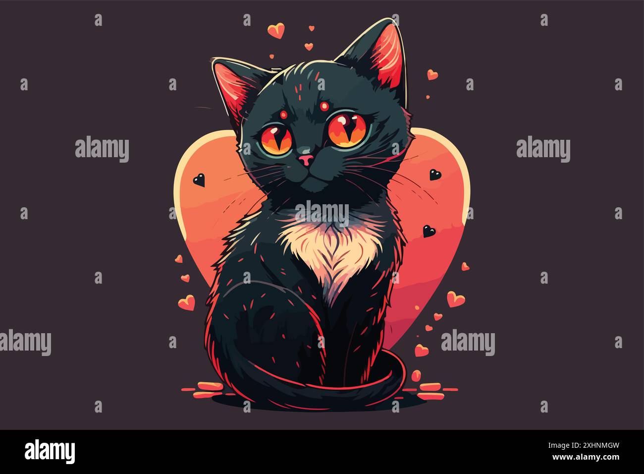 cat tattoo black and white vector illustration Stock Vector Image & Art ...