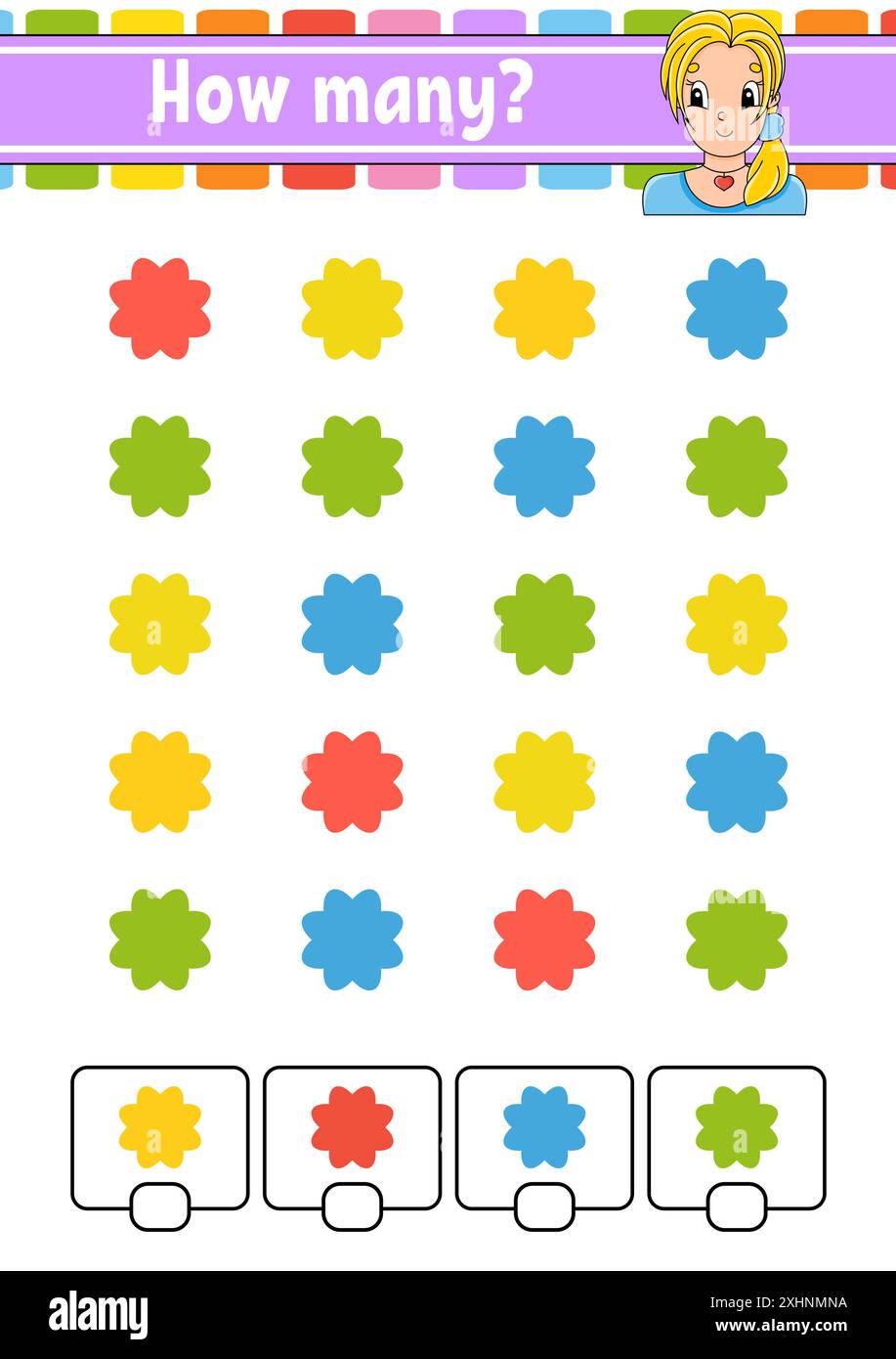 Counting game for children. Happy characters. Learning mathematics. How ...