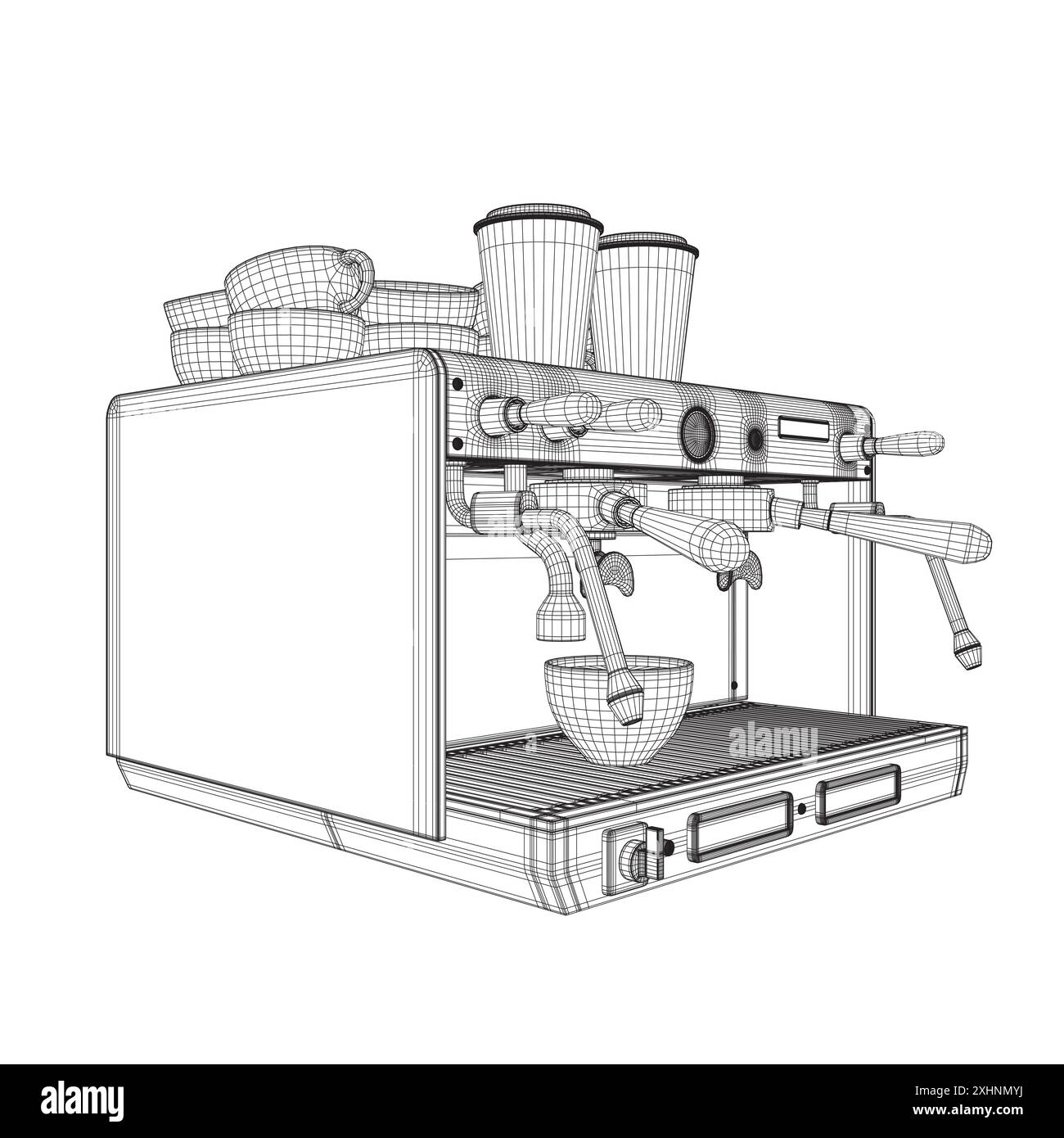 Coffee machine vector line illustration. Coffee maker line art vector ...