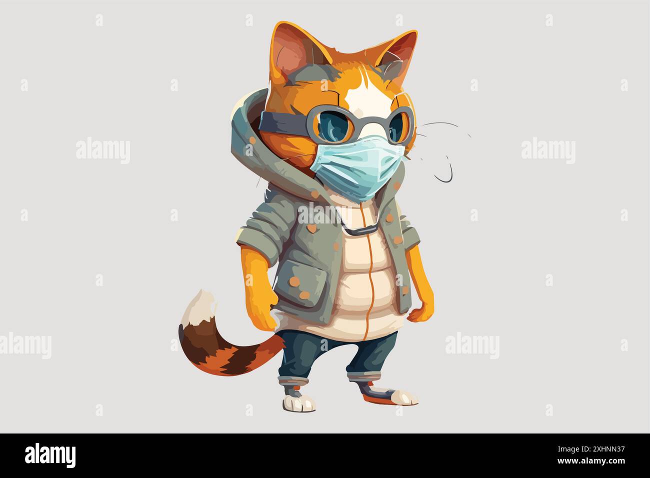 Cat wearing a face mask vector illustration Stock Vector Image & Art ...