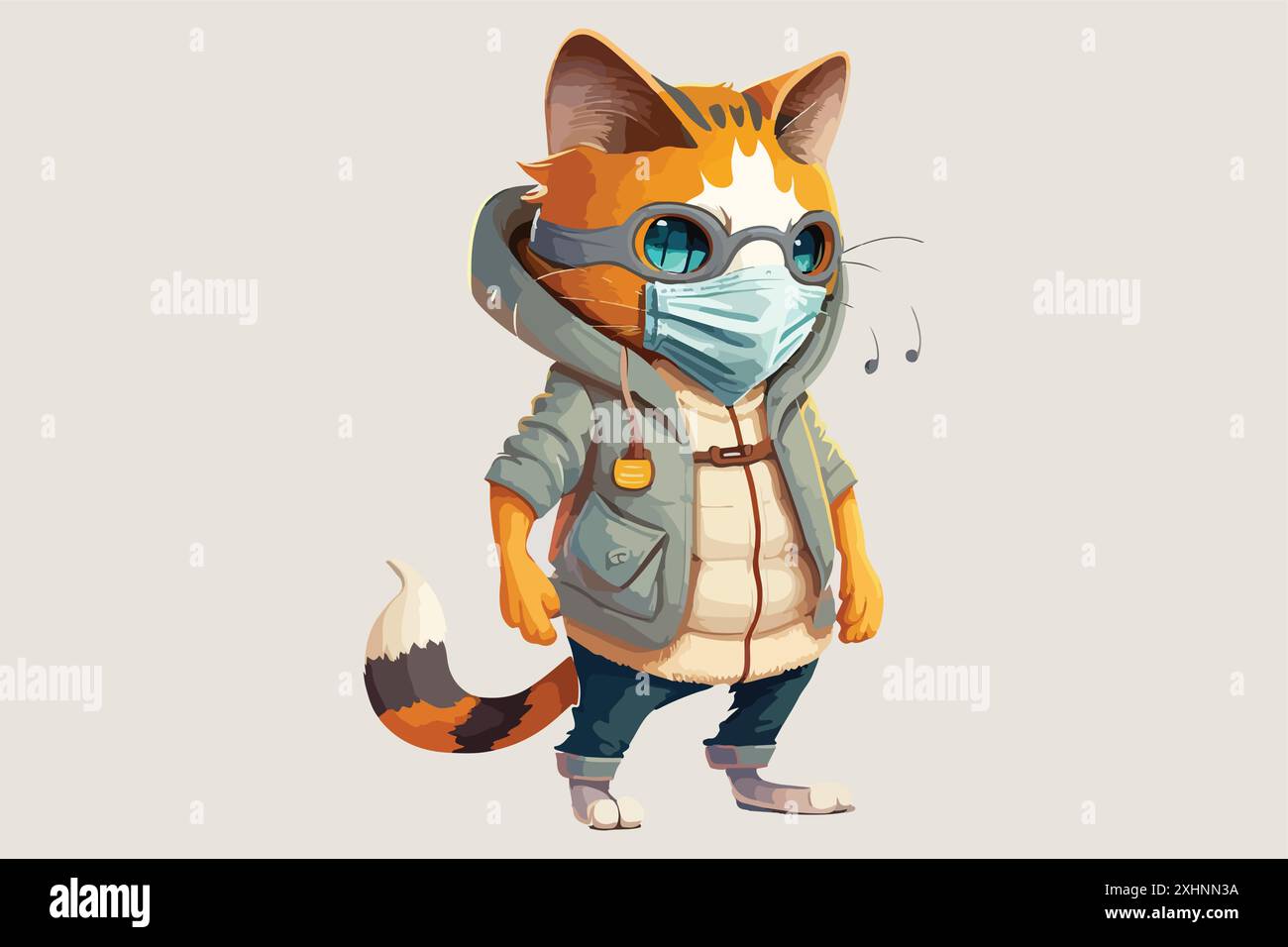 Cat wearing a face mask vector illustration Stock Vector Image & Art ...