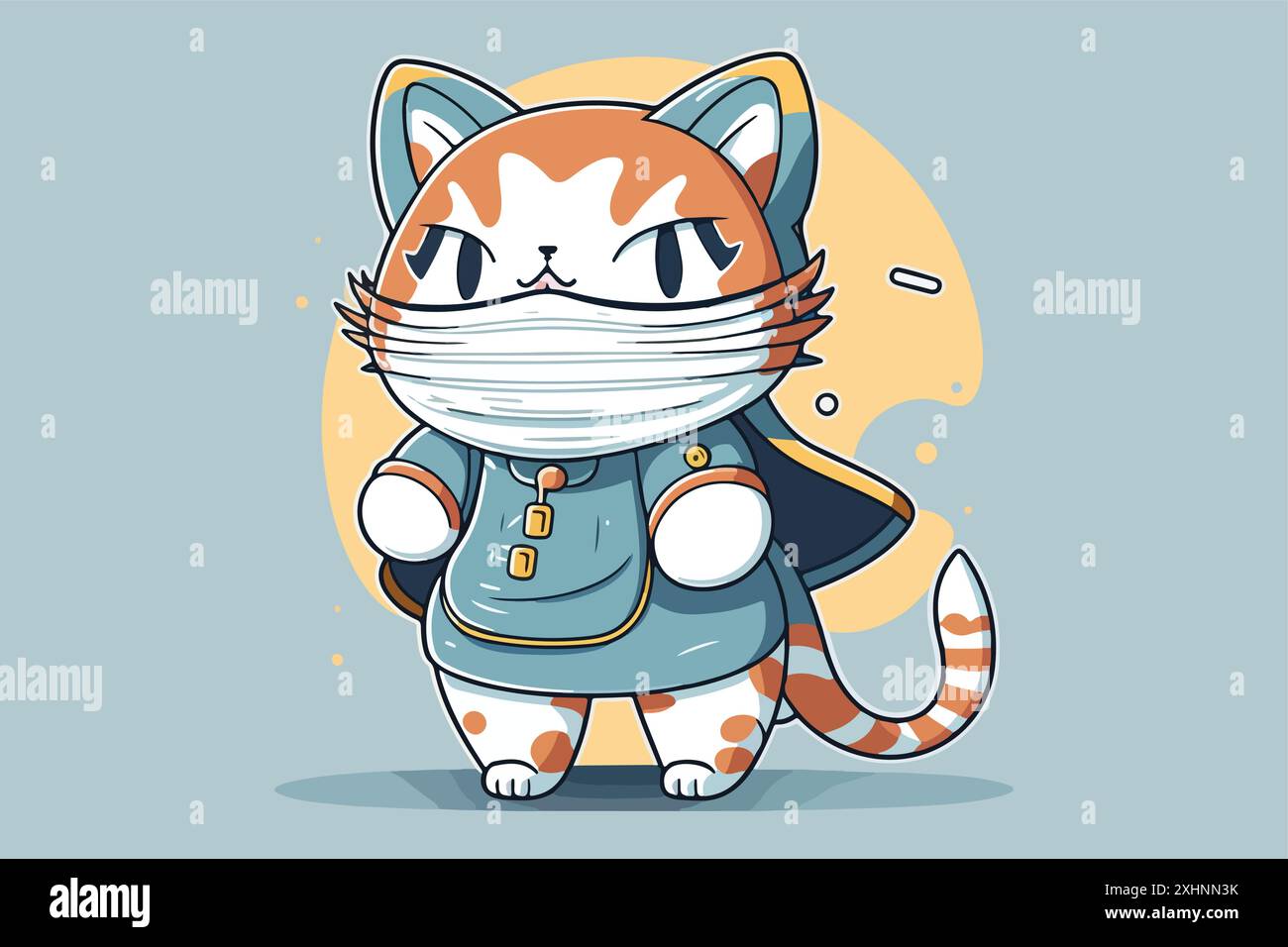 Cat wearing a face mask vector illustration Stock Vector Image & Art ...