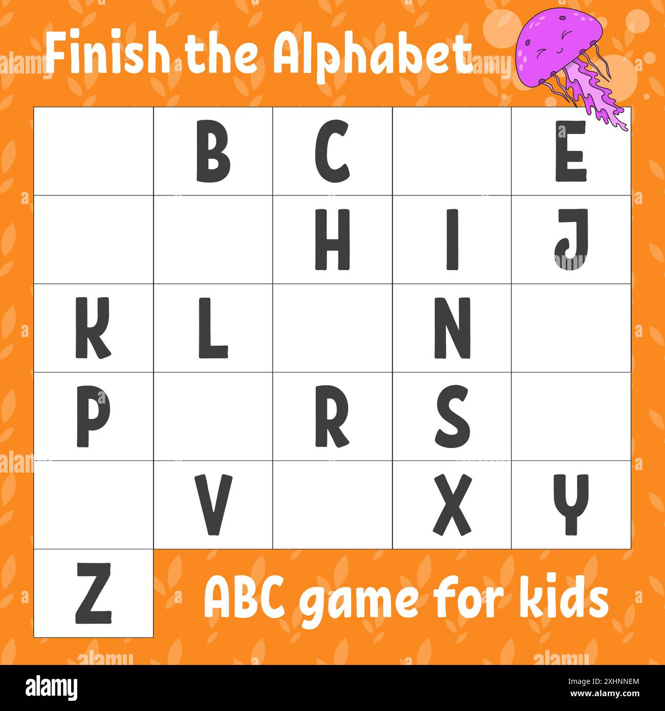 Finish the alphabet. ABC game for kids. Education developing worksheet ...
