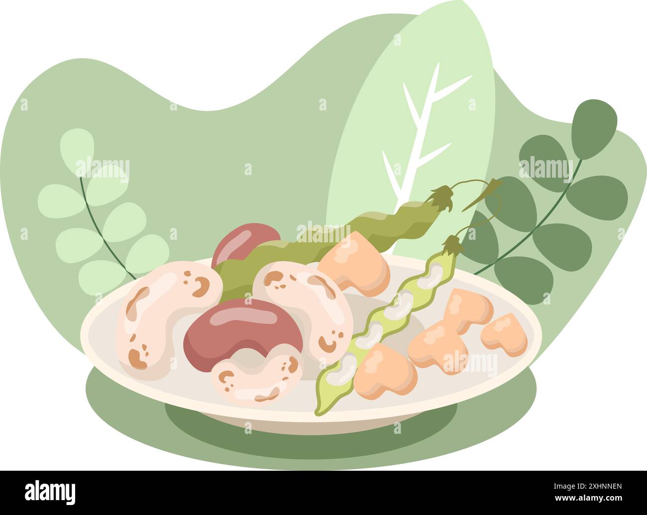 Plate of beans, legumes, and nuts promoting healthy eating and ...