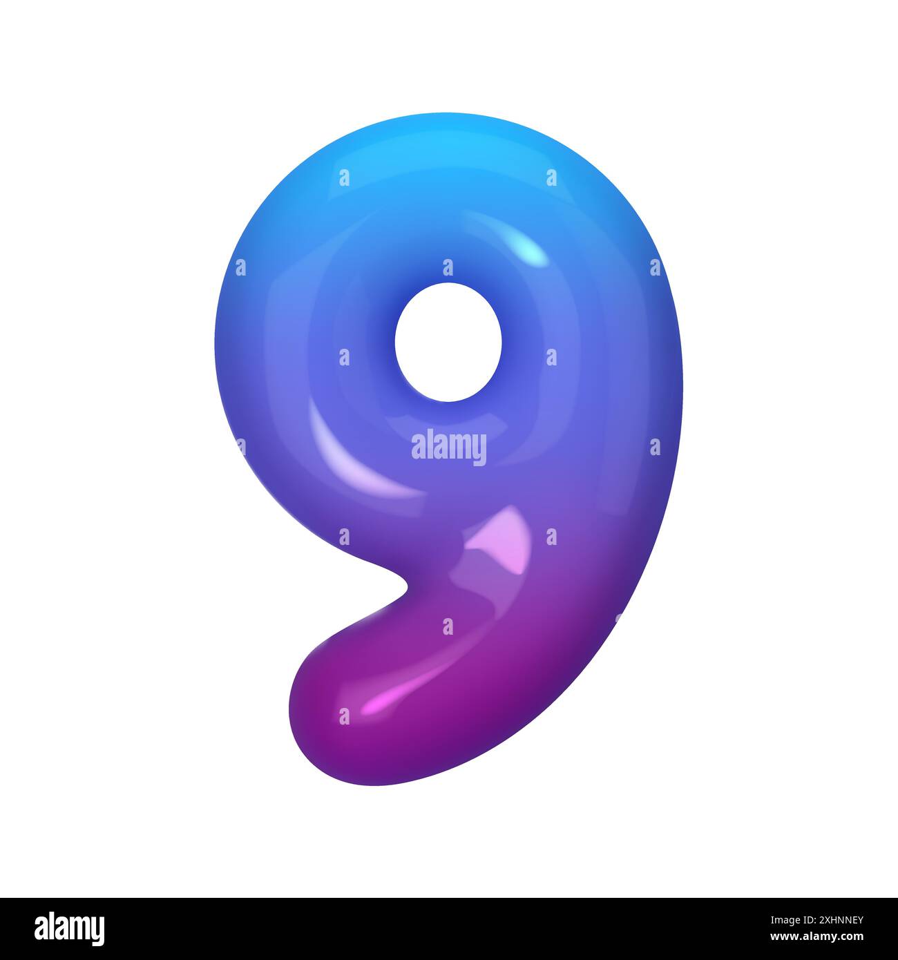 3D number 9 with blue and violet gradient. Modern, vibrant, and ...