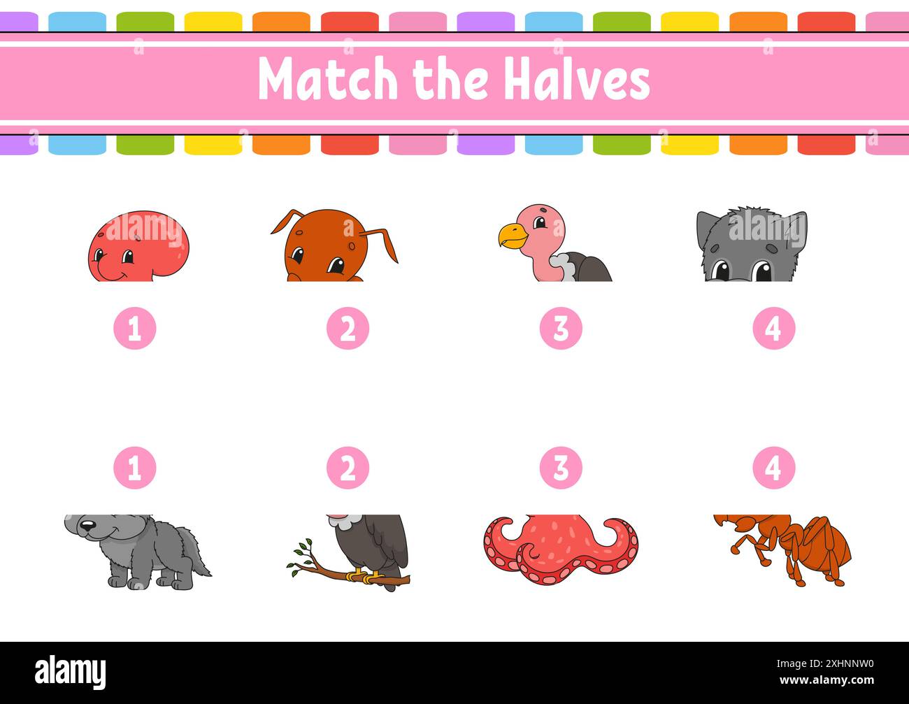 Match the halves. Education developing worksheet. Matching game for ...