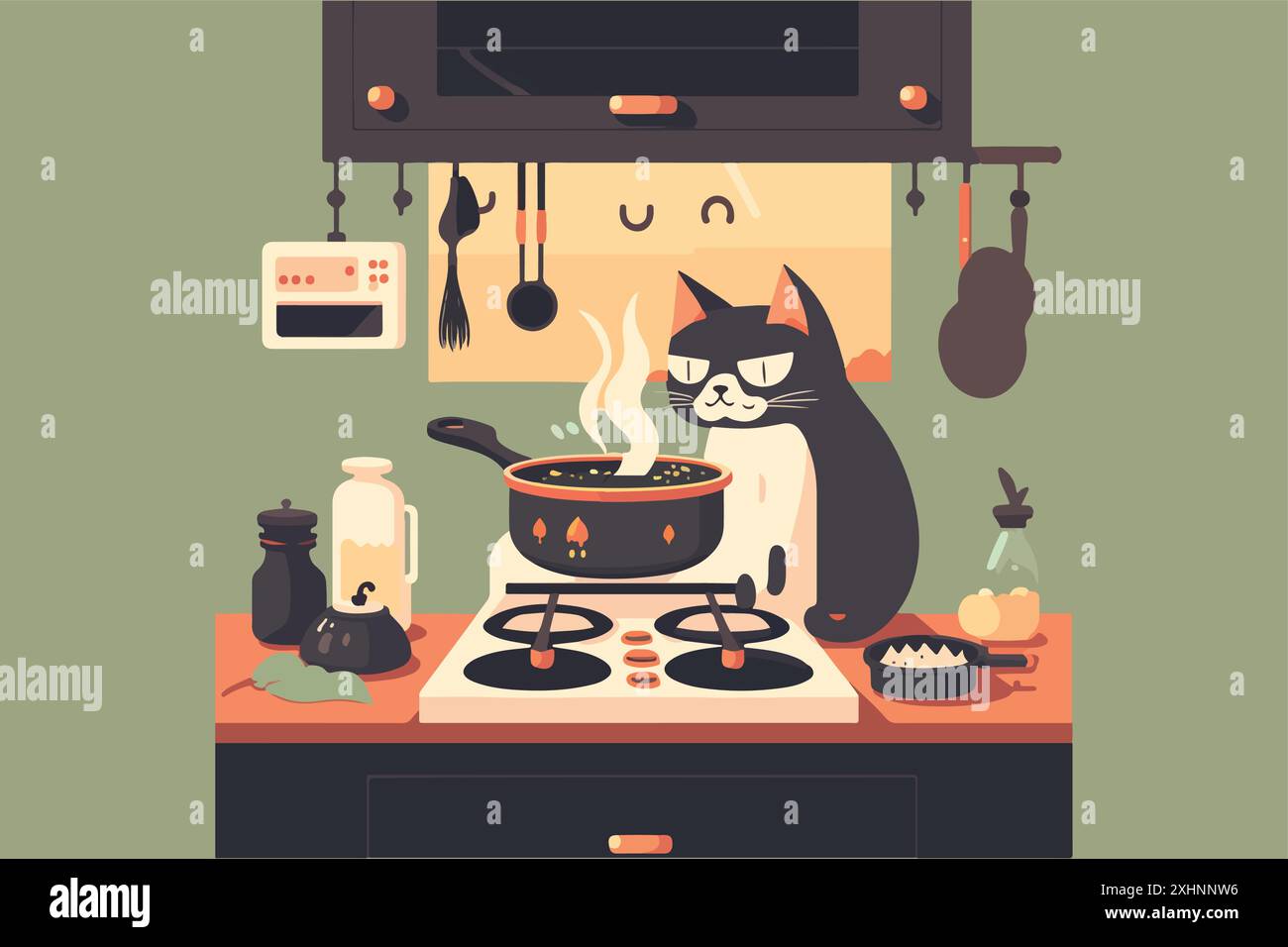 Cat Cooking vector illustration Stock Vector Image & Art - Alamy