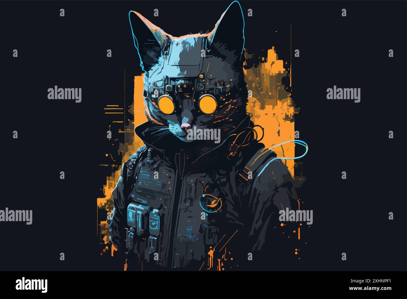 Cyberpunk cat helmet Stock Vector Images - Alamy