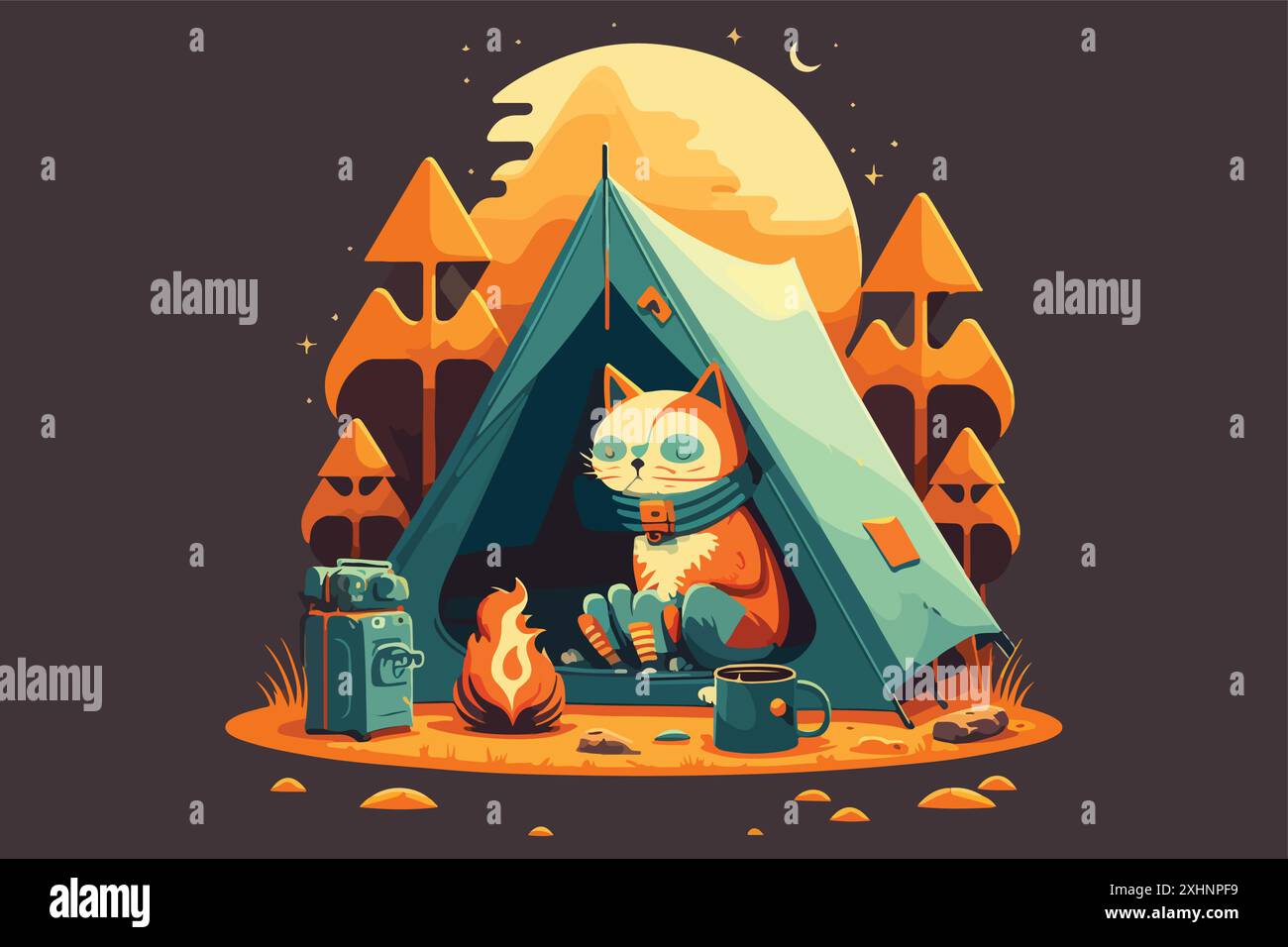 Cat Camping vector illustration Stock Vector Image & Art - Alamy