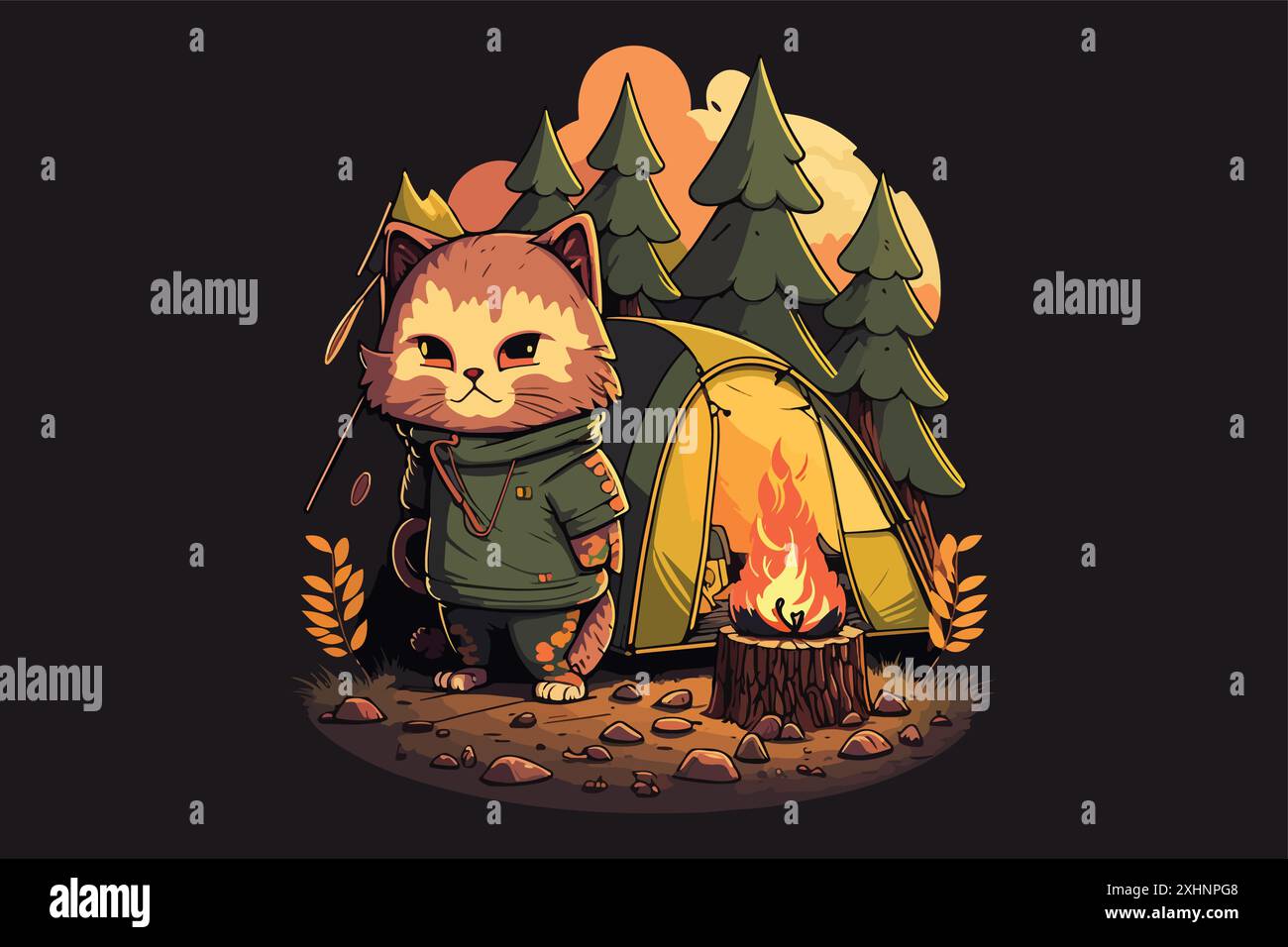 Cat Camping vector illustration Stock Vector Image & Art - Alamy