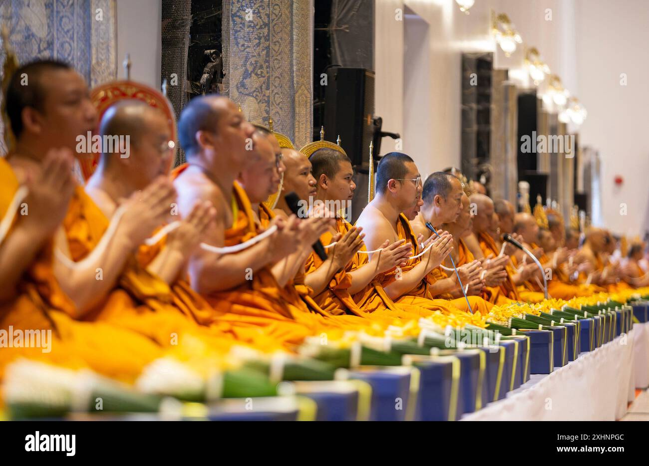 Chiang Mai, Thailand. 15th July, 2024. Thai monks chant prayers in the ...