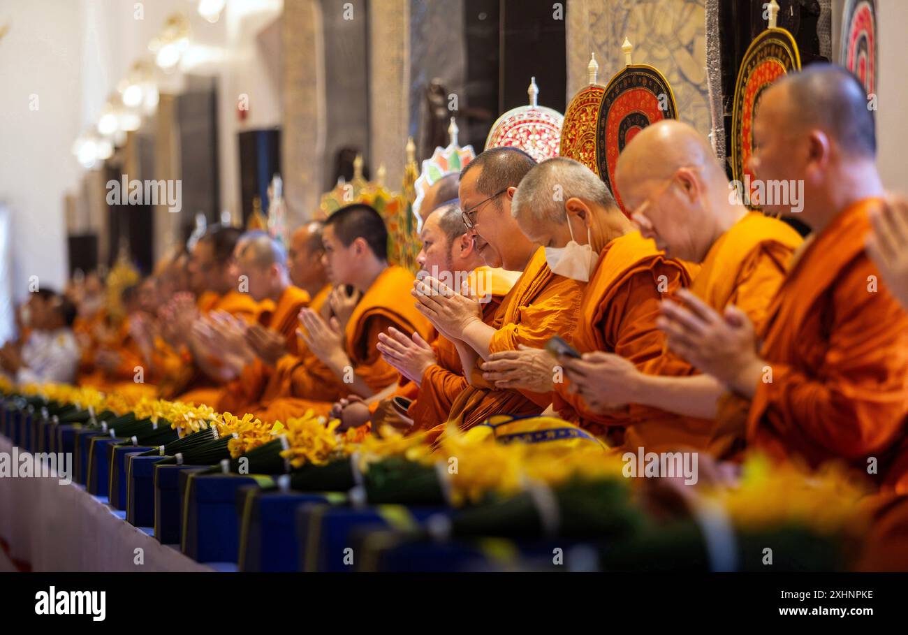 Chiang Mai, Thailand. 15th July, 2024. Thai monks chant prayers in the ...