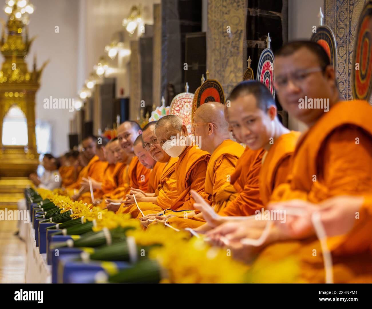 Chiang Mai, Thailand. 15th July, 2024. Thai monks participate in the ...