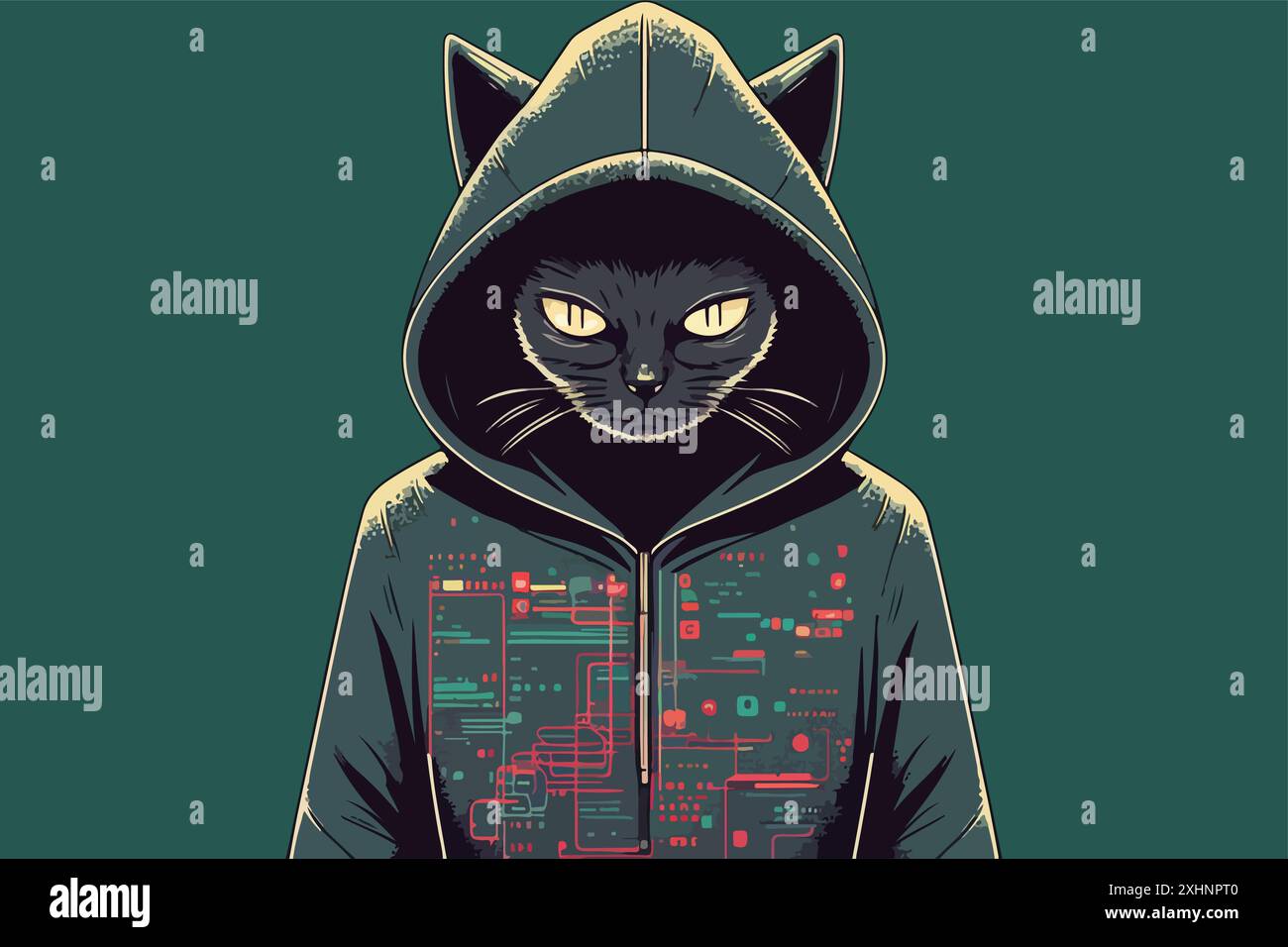 Cat hacker vector illustration Stock Vector Image & Art - Alamy