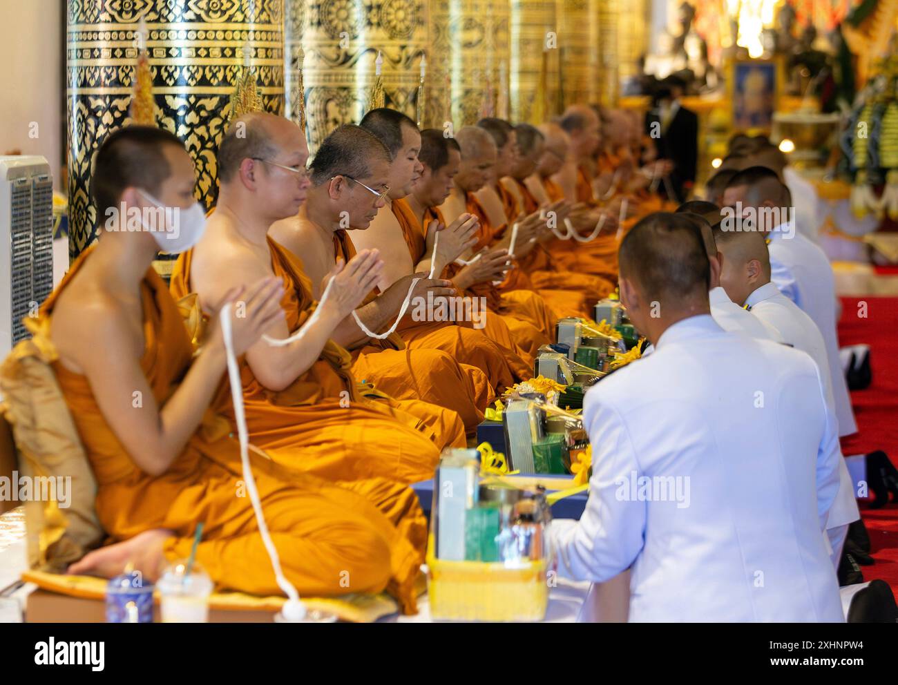 Chiang Mai, Thailand. 15th July, 2024. Thai monks chant prayers in the ...