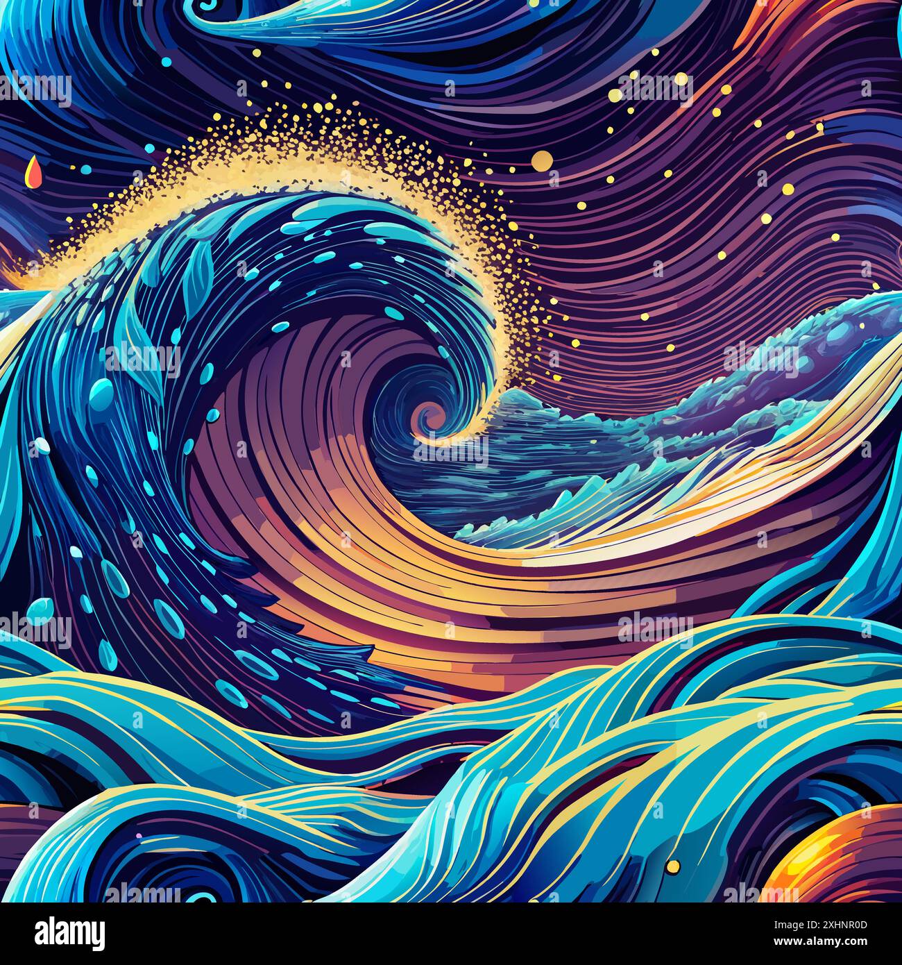 Abstract waves with pulsating particles, futuristic motion background design, vector elements ...