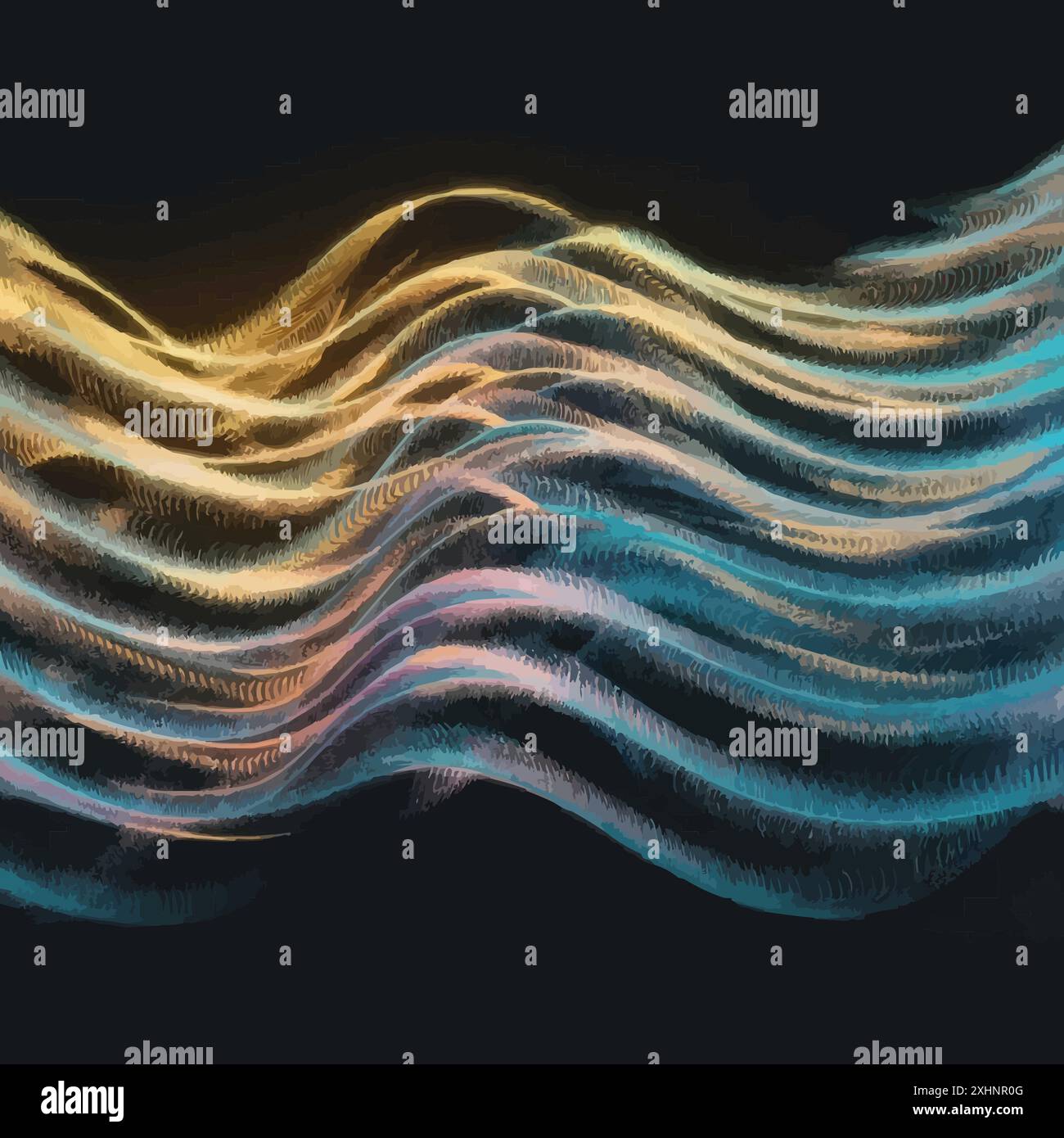 Abstract waves with pulsating particles, futuristic motion background design, vector elements ...