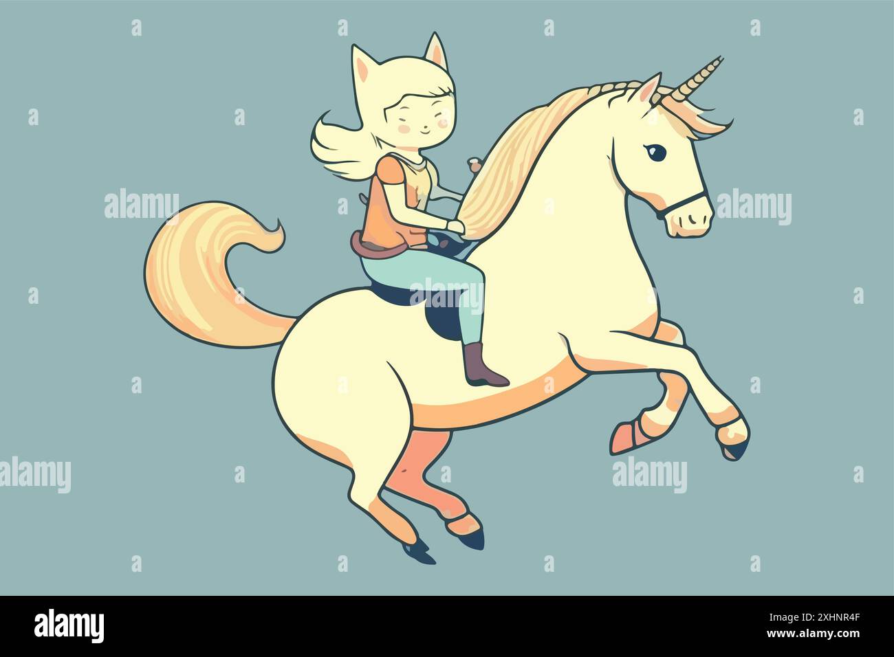 Cat Riding a Unicorn vector illustration Stock Vector Image & Art - Alamy