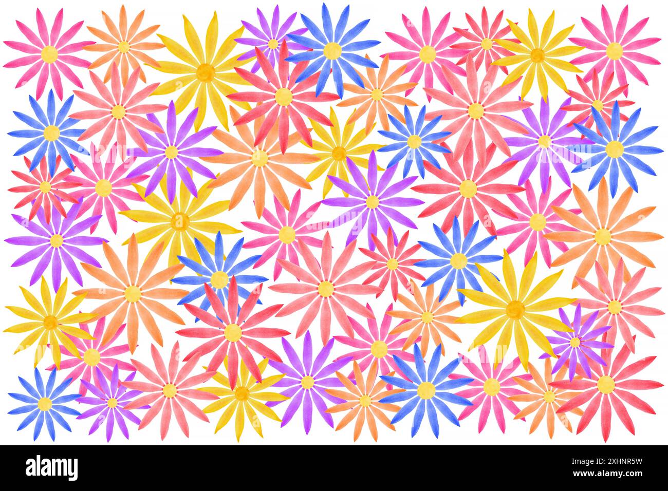 abstract summer background: bright multicolor daisy flowers against ...
