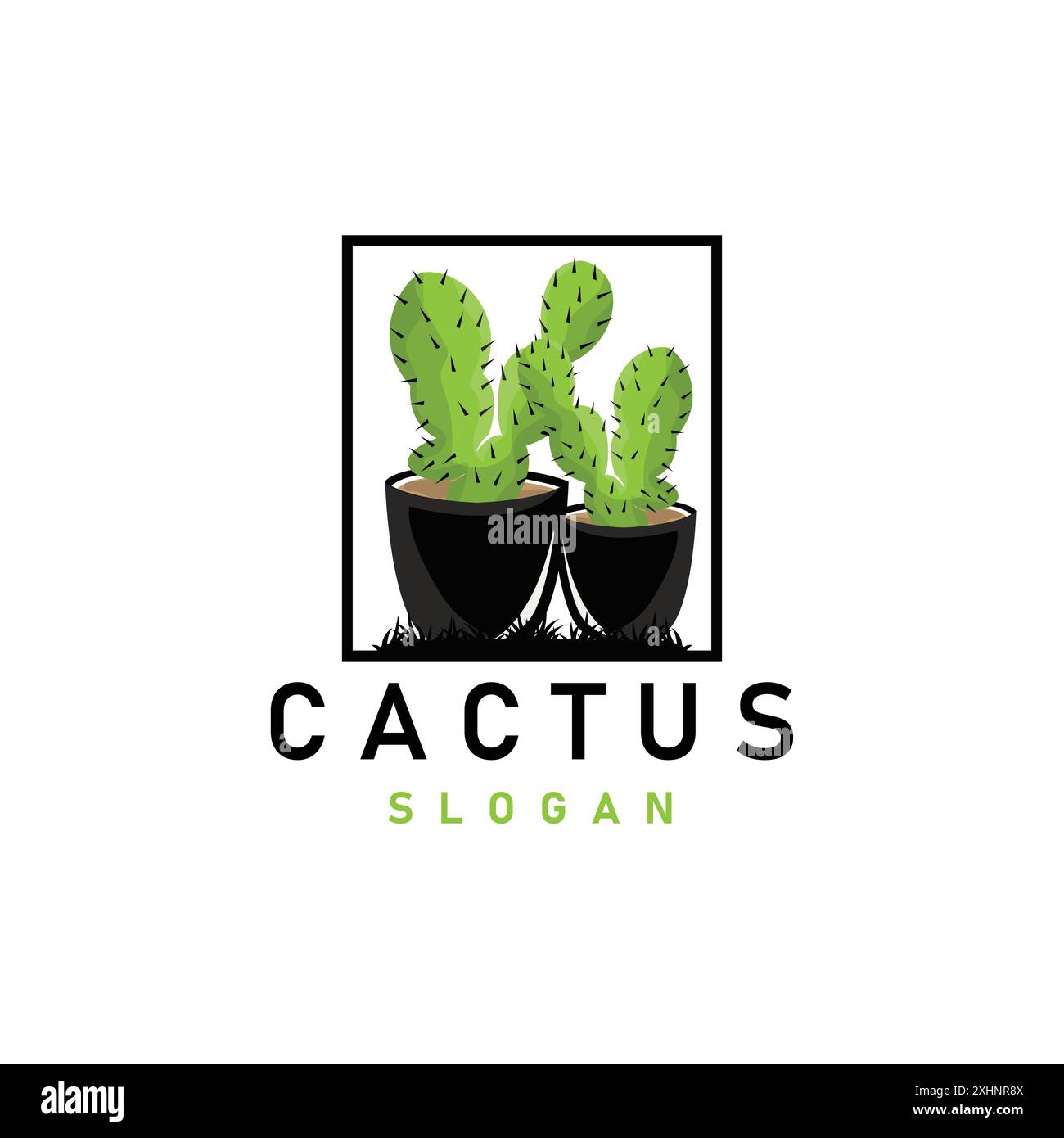 Cactus logo vector desert green plant design elegant style symbol Icon ...