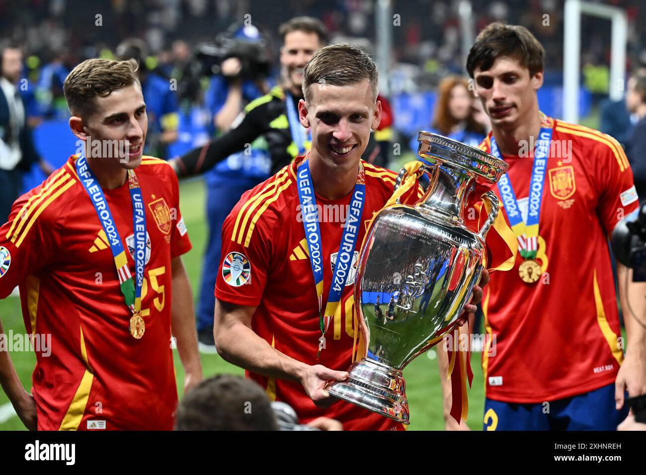 BERLIN, GERMANY - JULY 14: Fermin Lopez and Dani Olmo of Spain ...