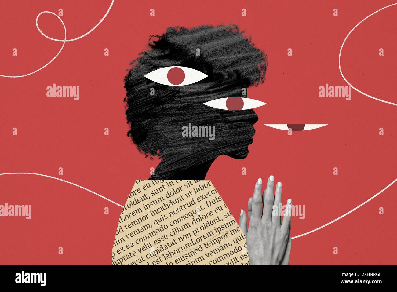 Composite photo collage of american girl obsession eyeball vision devil ...