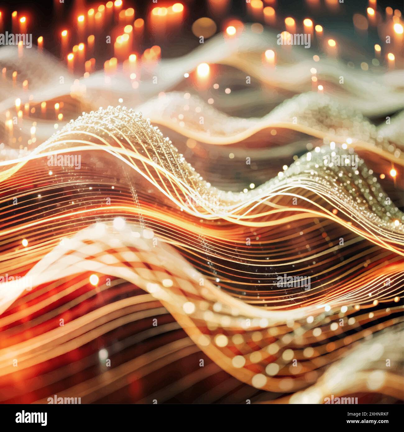 Abstract waves with pulsating particles, futuristic motion background design, vector elements ...