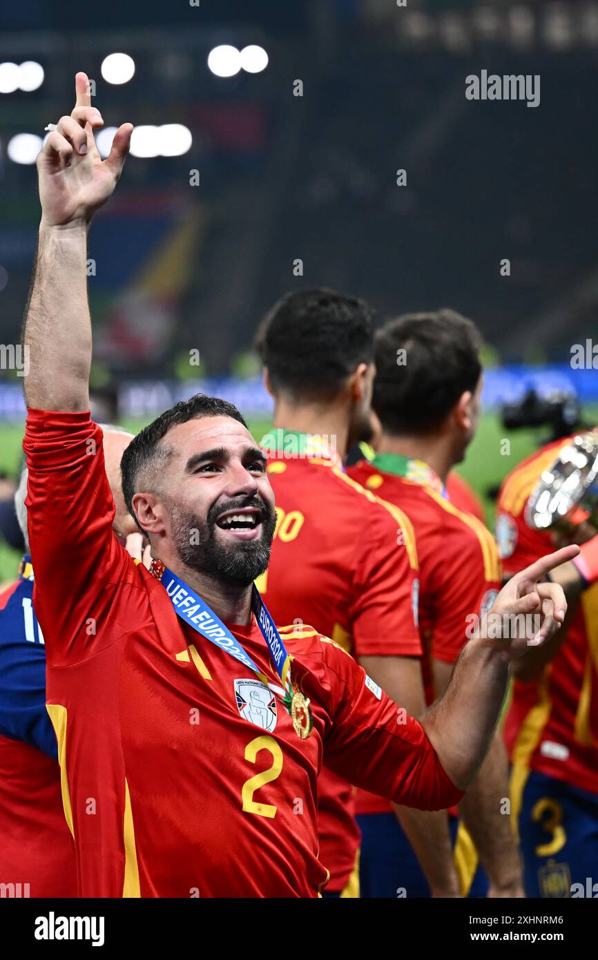BERLIN, GERMANY - JULY 14: Dani Carvajal of Spain celebrates after his ...