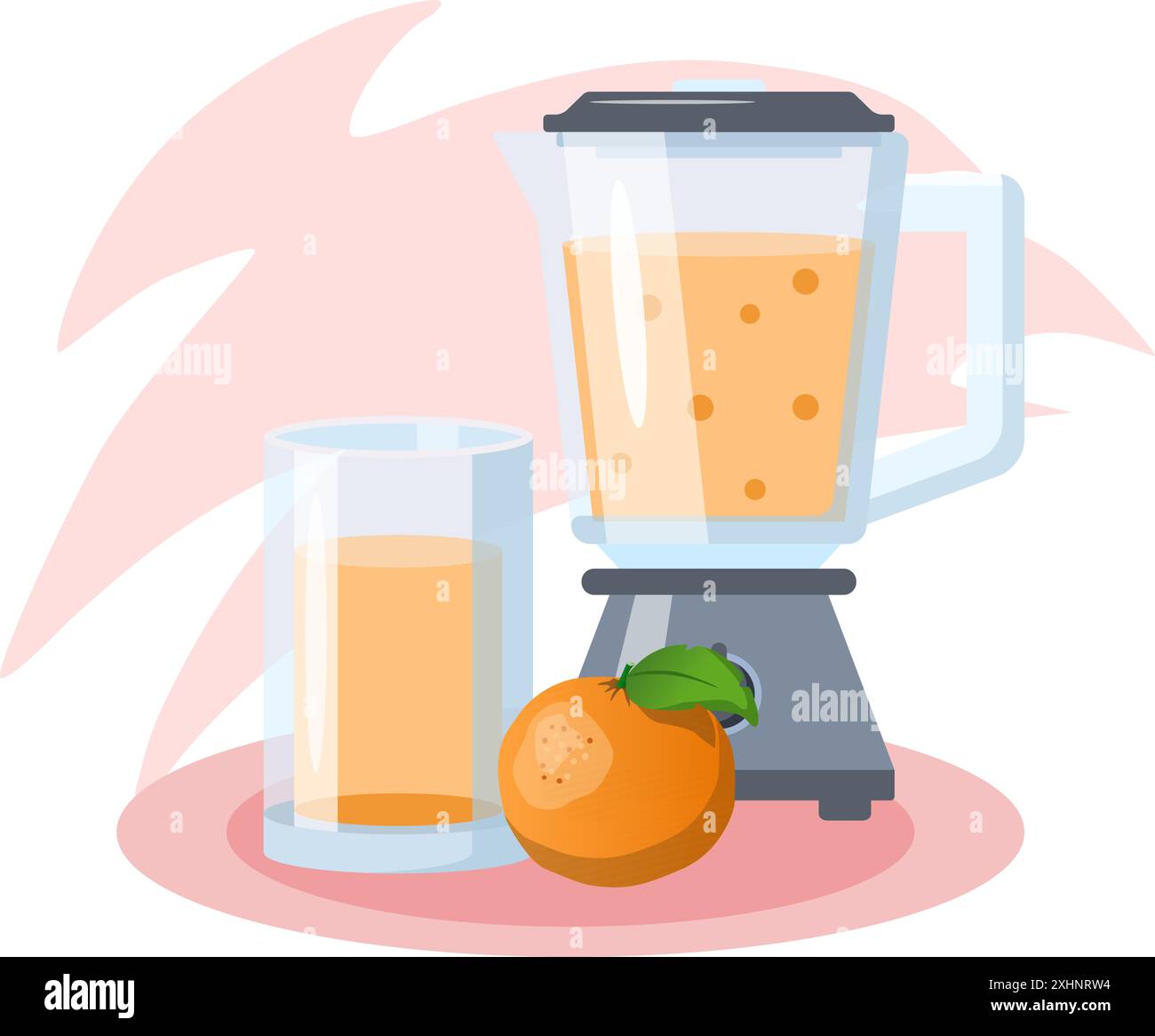 Blender preparing tasty orange juice with ripe orange fruit Stock ...