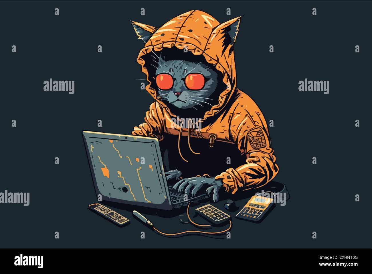 Cat hacker vector illustration Stock Vector Image & Art - Alamy