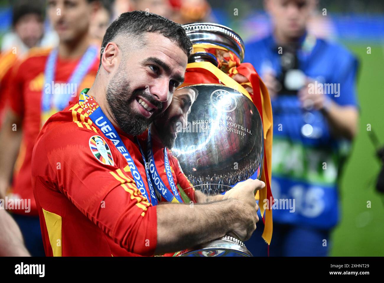 BERLIN, GERMANY - JULY 14: Dani Carvajal of Spain celebrates with the ...