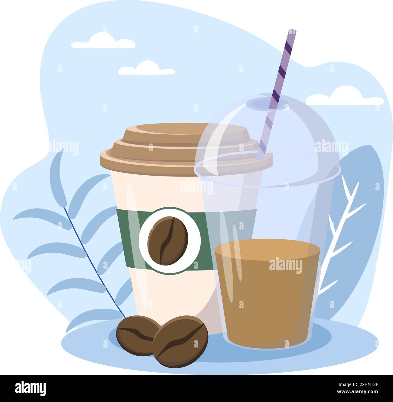 Set cups on table Stock Vector Images - Alamy