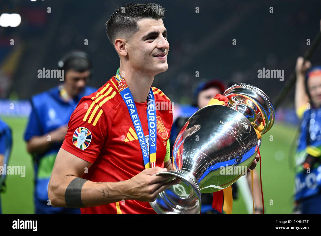 BERLIN, GERMANY - JULY 14: Alvaro Morata of Spain celebrates with the ...