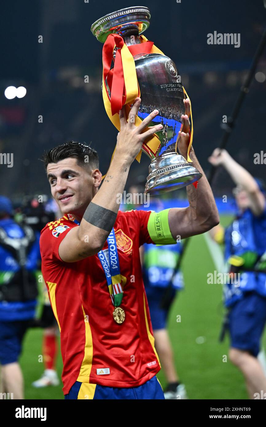 BERLIN, GERMANY - JULY 14: Alvaro Morata of Spain celebrates with the ...
