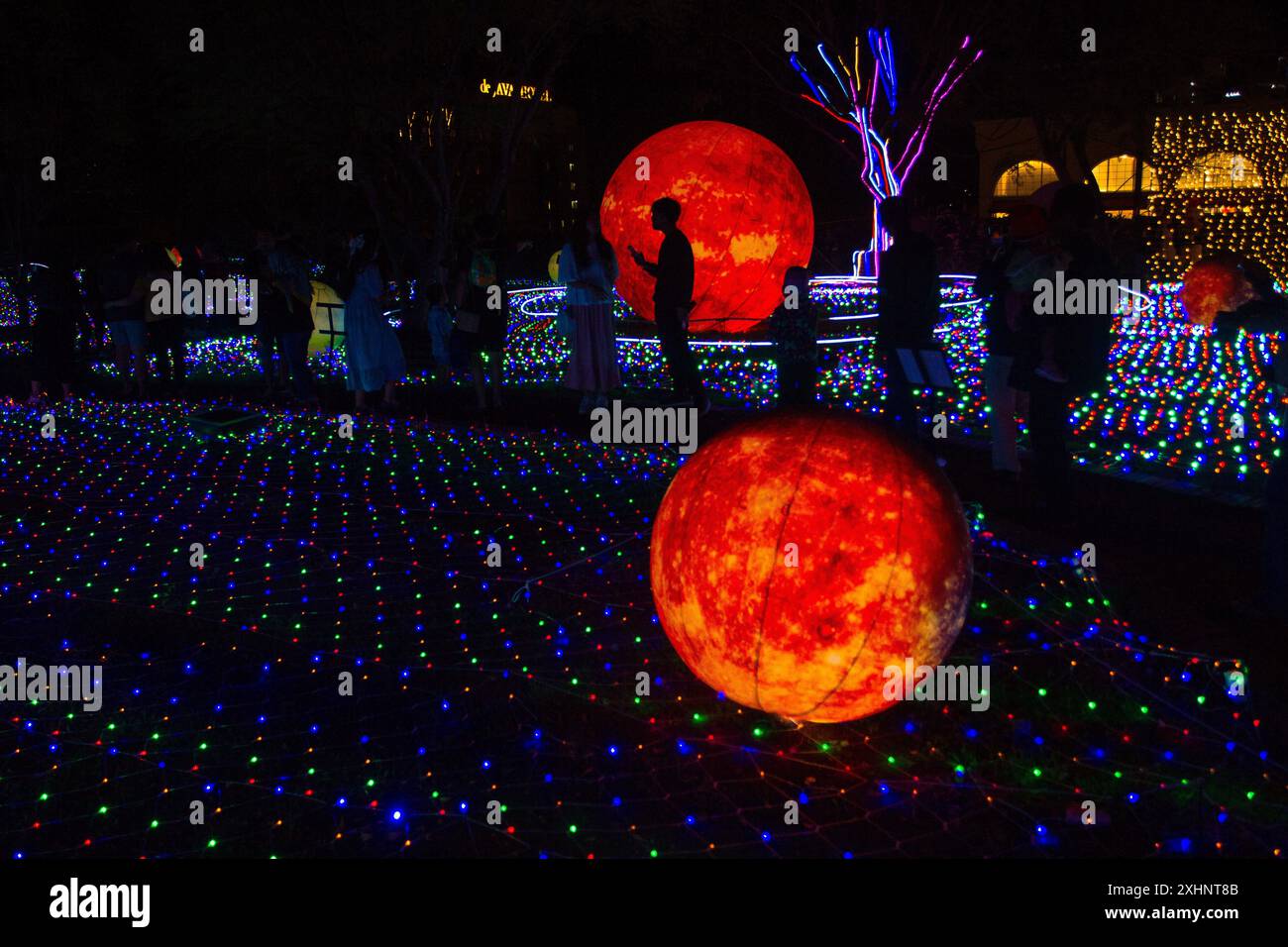 Bandung, West Java, Indonesia. 15th July, 2024. People visit the light installation of Paris Van ...