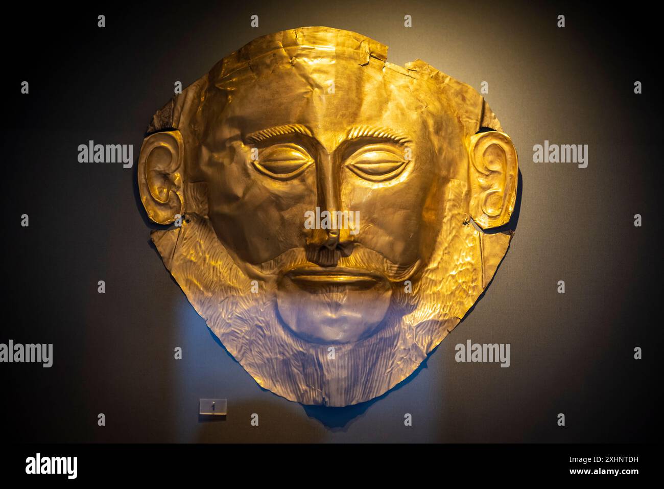 Mask of Agamemnon, a gold funerary mask discovered at the Bronze Age ...