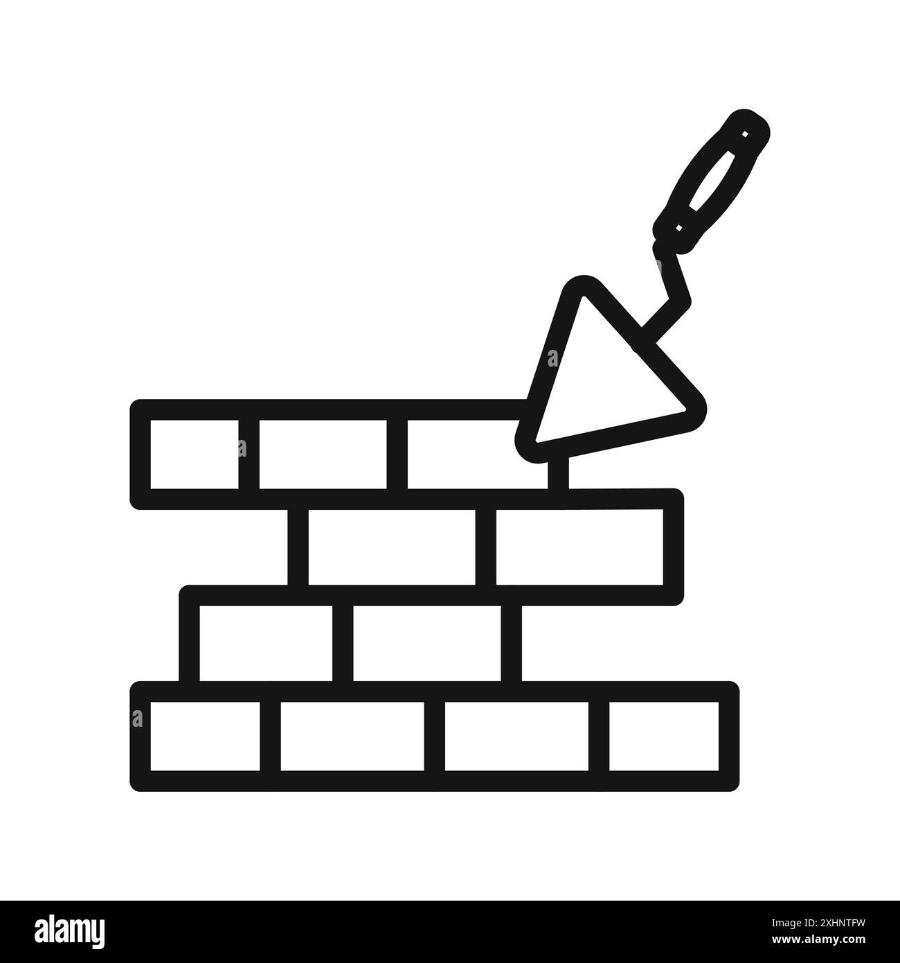 Brickwork icon Black line art vector in black and white outline set collection sign Stock Vector ...